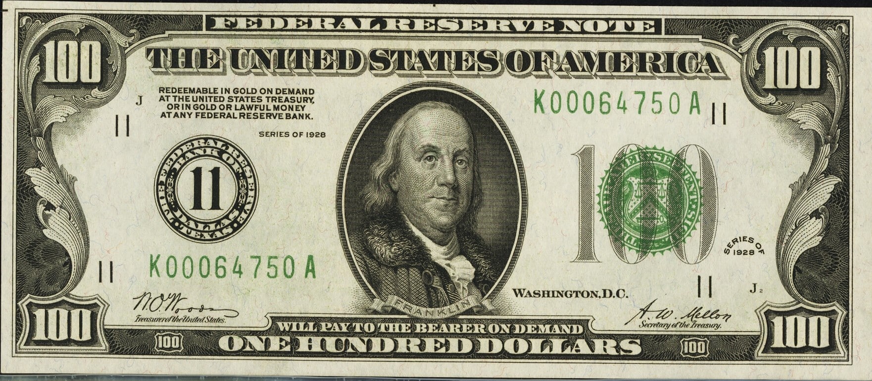 Federal Reserve Notes $100 Dollar Bill Value Chart, Serial Number ...