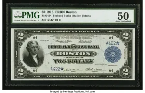Federal Reserve Bank Notes $2 Dollar Bill Value Chart, Serial Number ...