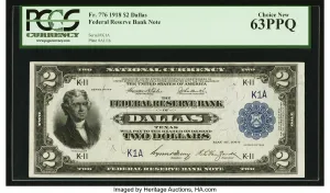 Federal Reserve Bank Notes $2 Dollar Bill Value Chart, Serial Number ...