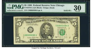 1988 $5 Federal Reserve Notes Values (Star, Fancy SN# & More) - Serial ...