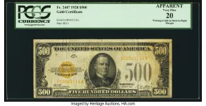 Gold Certificates $500 Dollar Bill Value Chart, Serial Number Lookup ...